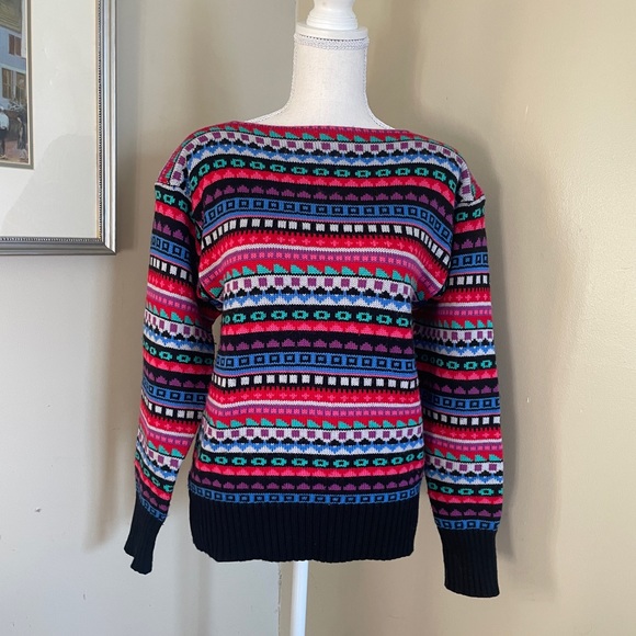David Meister | Sweaters | Vintage Meister 0 Wool Fair Isle Nordic 80s ...